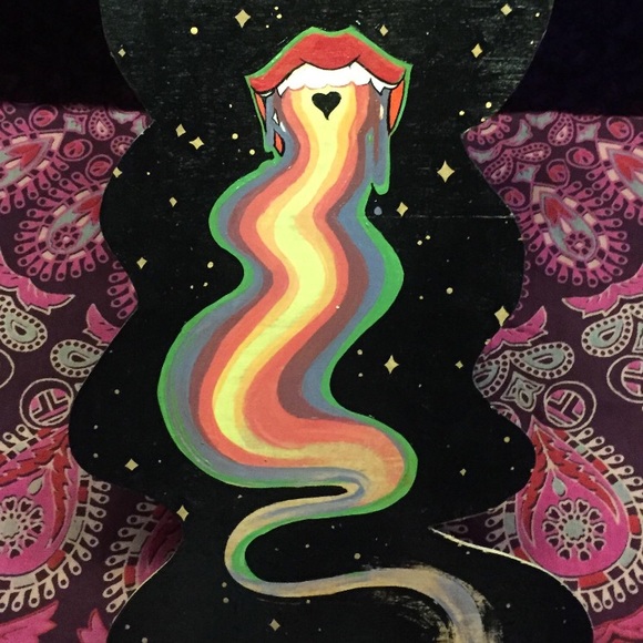 Other | Ooak Rainbow Vampire Lips Galaxy Painting | Poshmark